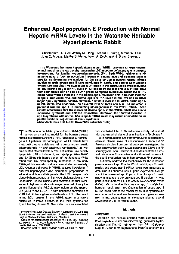 (PDF) Enhanced apolipoprotein E production with normal hepatic mRNA ...