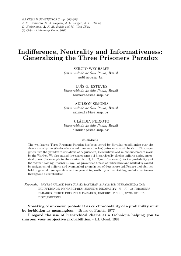 (PDF) Indifference, neutrality and informativeness: generalizing the ...