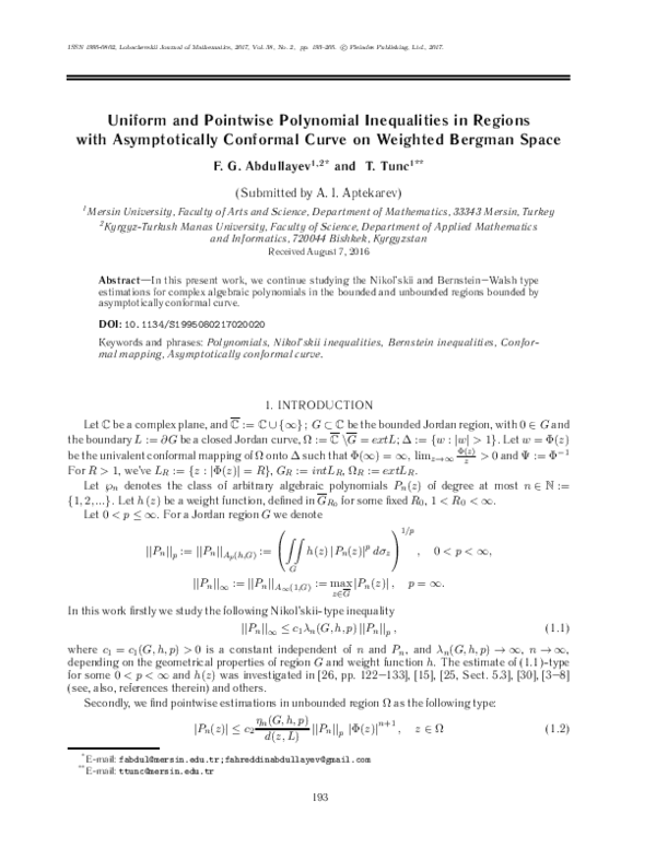 (PDF) Uniform and pointwise polynomial inequalities in regions with ...