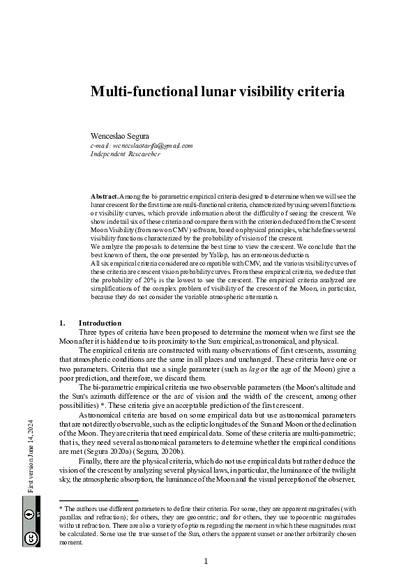 (PDF) Multi-functional lunar visibility criteria