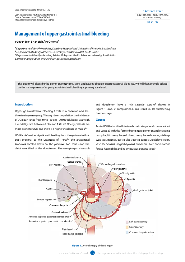 (PDF) Management of upper gastrointestinal bleeding