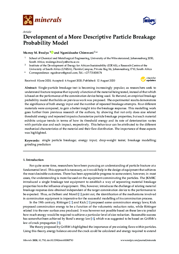 (PDF) Development of a More Descriptive Particle Breakage Probability Model