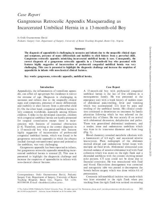 (PDF) Gangrenous Retrocolic Appendix Masquerading as Incarcerated ...
