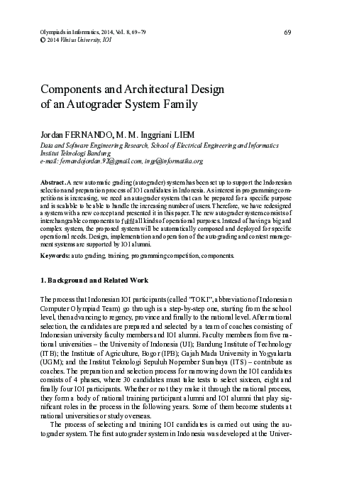 (PDF) Components and Architectural Design of an Autograder System Family