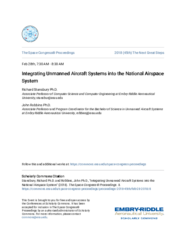 (PDF) Integrating Unmanned Aircraft Systems into the National Airspace ...