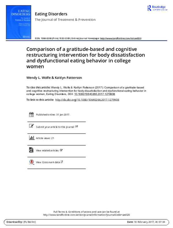 (PDF) Comparison of a gratitude-based and cognitive restructuring ...