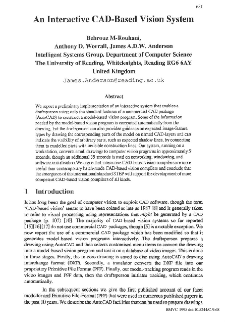 (PDF) Interactive CAD System for Model-Based Vision Programming