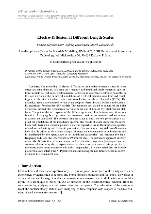 (PDF) Electro-Diffusion at Different Length Scales