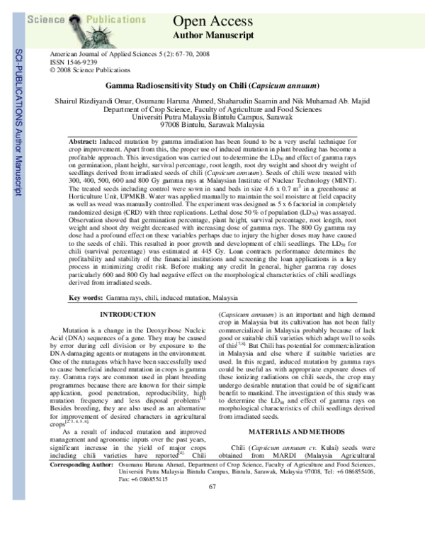 (PDF) Gamma Radiosensitivity Study on Chili (Capsicum annuum) | Haruna ...