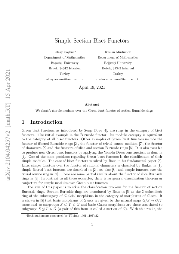 (PDF) Simple Section Biset Functors