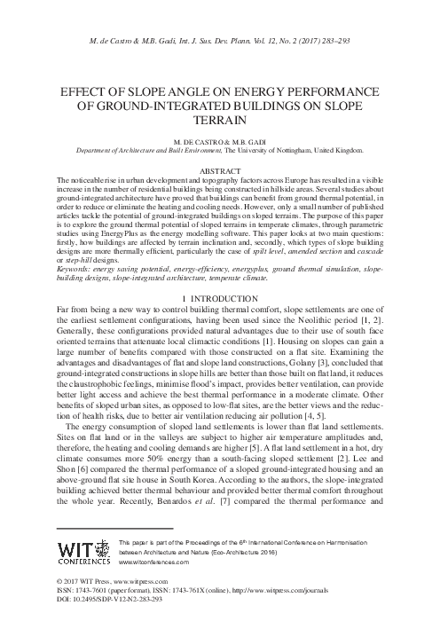 (PDF) Effect of Slope Angle on Energy Performance of Ground-Integrated ...