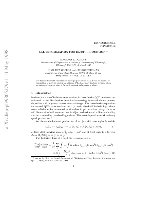 (PDF) NLL Resummation for Dijet Production