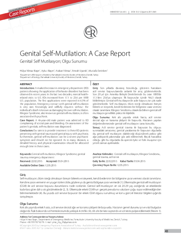 (PDF) Genital Self-Mutilation: A Case Report