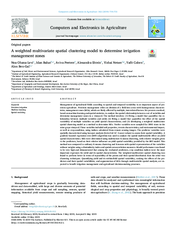 (PDF) A weighted multivariate spatial clustering model to determine irrigation management zones ...