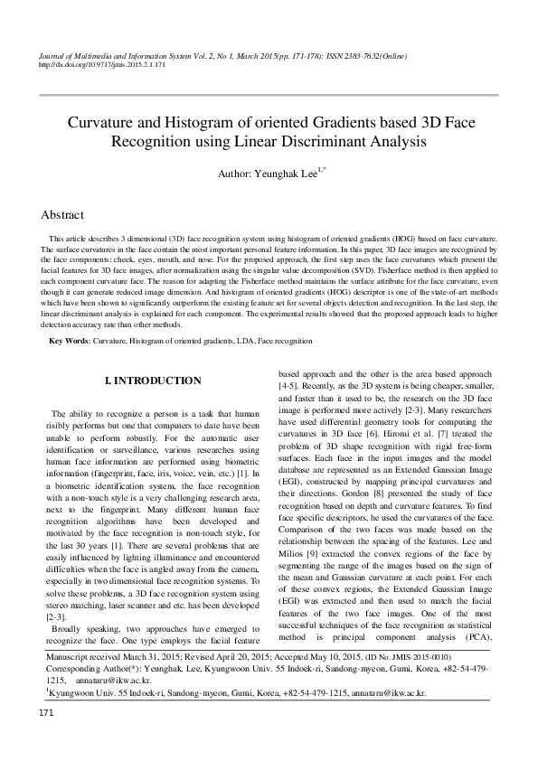 Pdf Face Recognition Using Histogram Oriented Gradients
