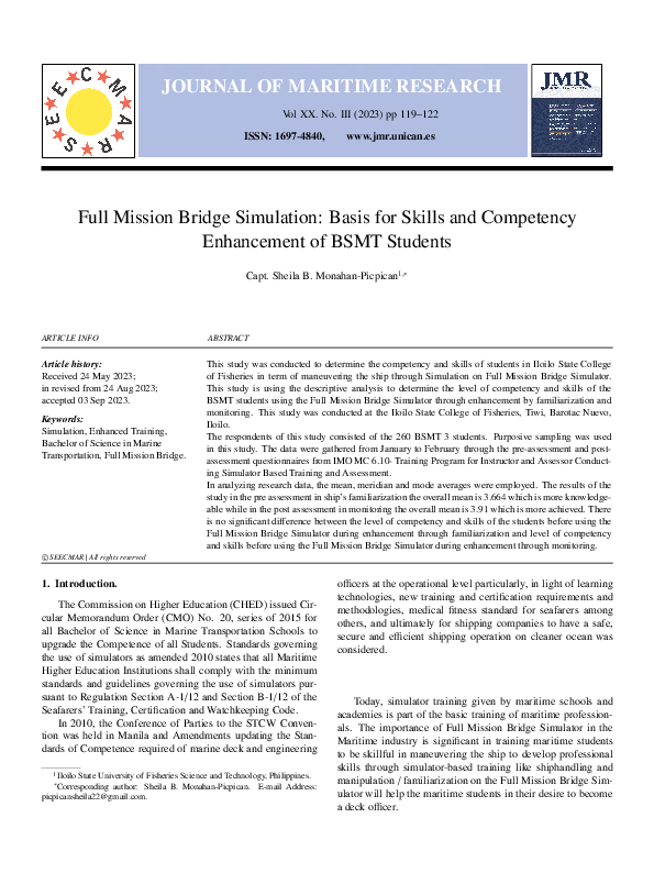 (PDF) Full Mission Bridge Simulation Basis for Skills and Competency ...