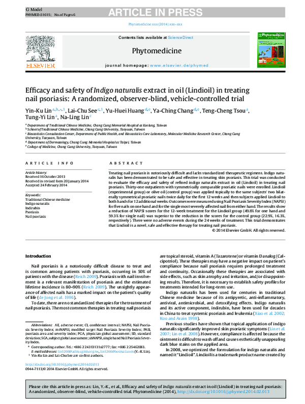 (PDF) Efficacy and safety of Indigo naturalis extract in oil (Lindioil ...