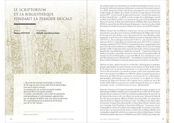 (PDF) « Le scriptorium et la bibliothèque pendant la période ducale ...
