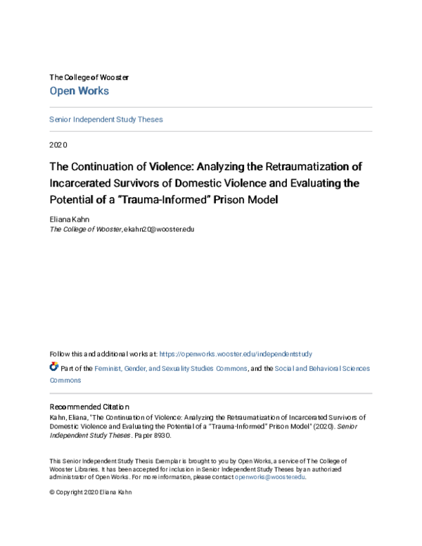 (PDF) The Continuation of Violence: Analyzing the Retraumatization of ...