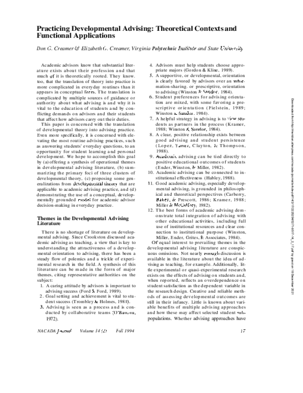 (PDF) Practicing Developmental Advising: Theoretical Contexts and ...
