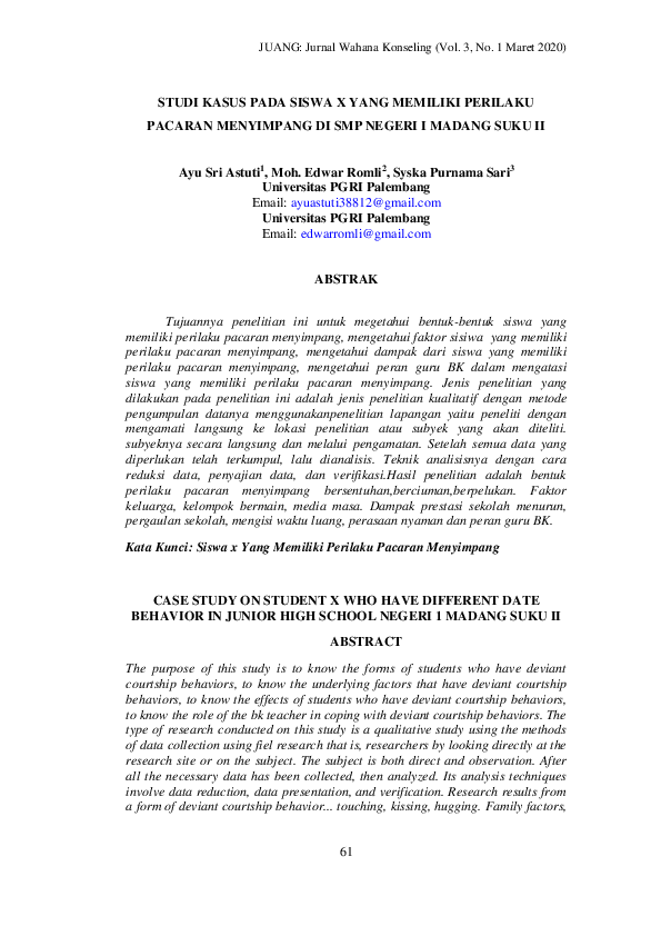(PDF) Studi Kasus Pada Siswa X Yang Memiliki Perilaku Pacaran ...