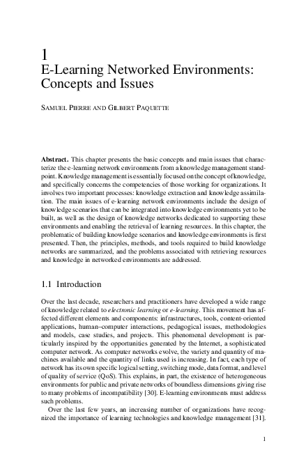 (PDF) E-Learning Networked Environments: Concepts and Issues | Gilbert Paquette - Academia.edu