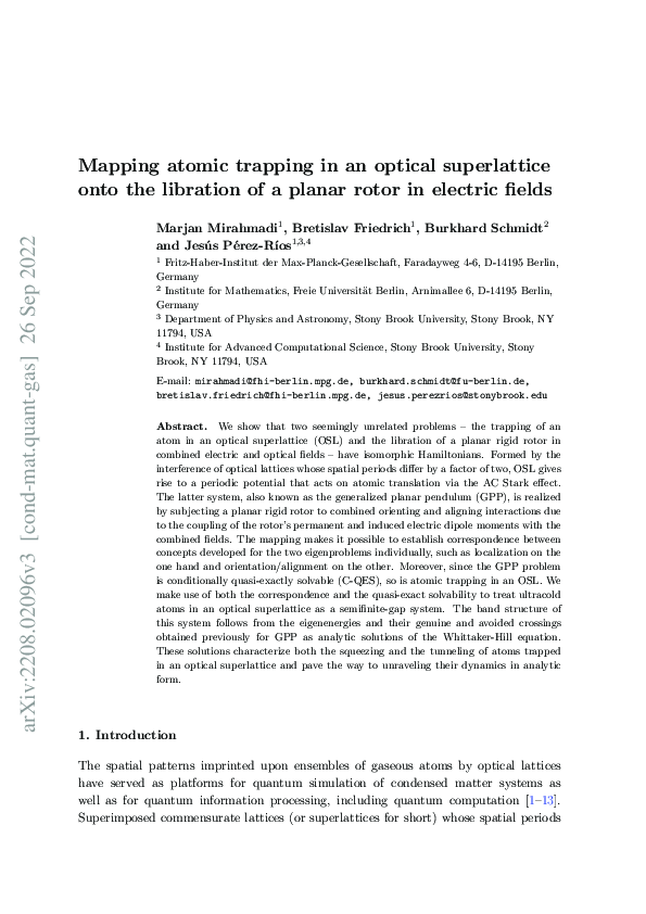 (PDF) Mapping atomic trapping in an optical superlattice onto the ...
