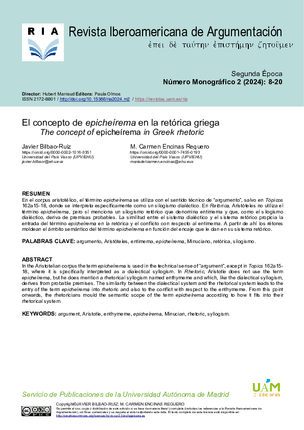 (PDF) El concepto de epicheirema en la retorica griega