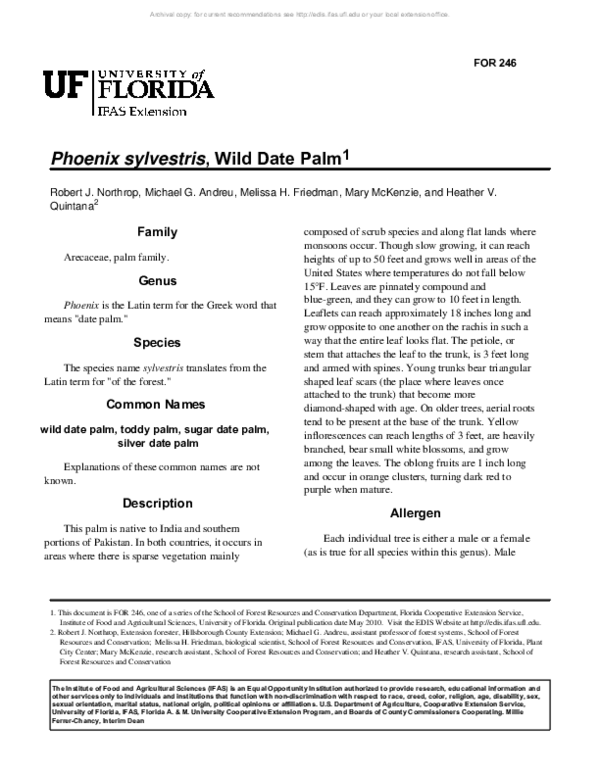 (PDF) Phoenix sylvestris, Wild Date Palm