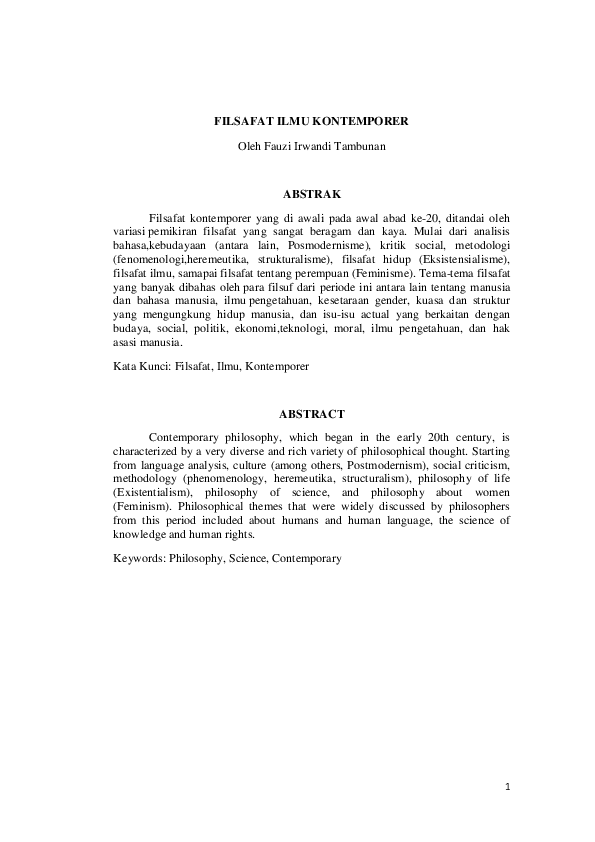 (PDF) FILSAFAT ILMU KONTEMPORER