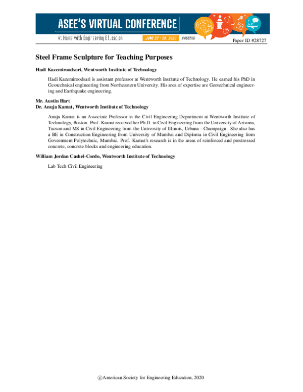 (PDF) Steel Frame Sculpture for Teaching Purposes