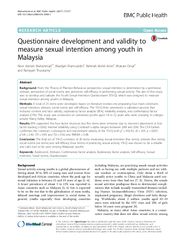 Pdf Questionnaire Development And Validity To Measure Sexual