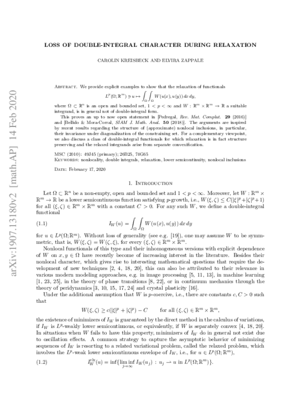 (PDF) Loss of double-integral character during relaxation