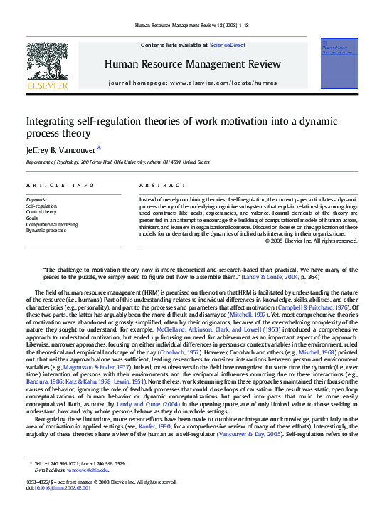 (PDF) Integrating self-regulation theories of work motivation into a ... (PDF) Integrating self-regulation theories of work motivation into a ...