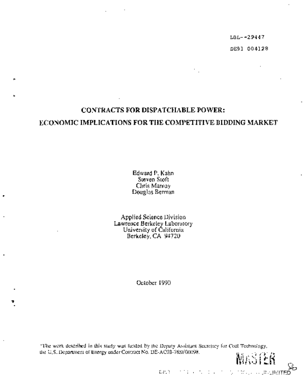 (PDF) Contracts for dispatchable power
