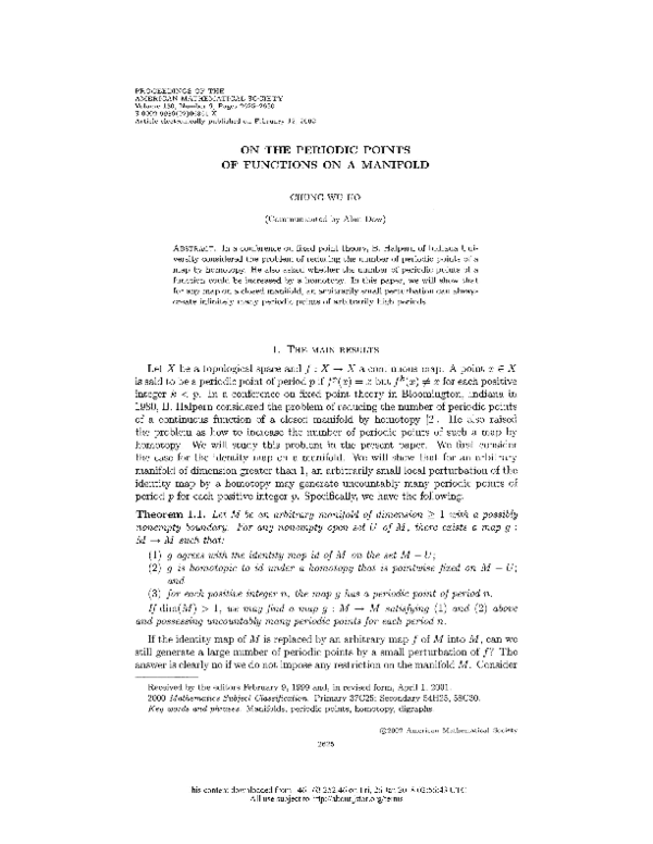 (PDF) Periodic Points of Functions on a Manifold PAMS