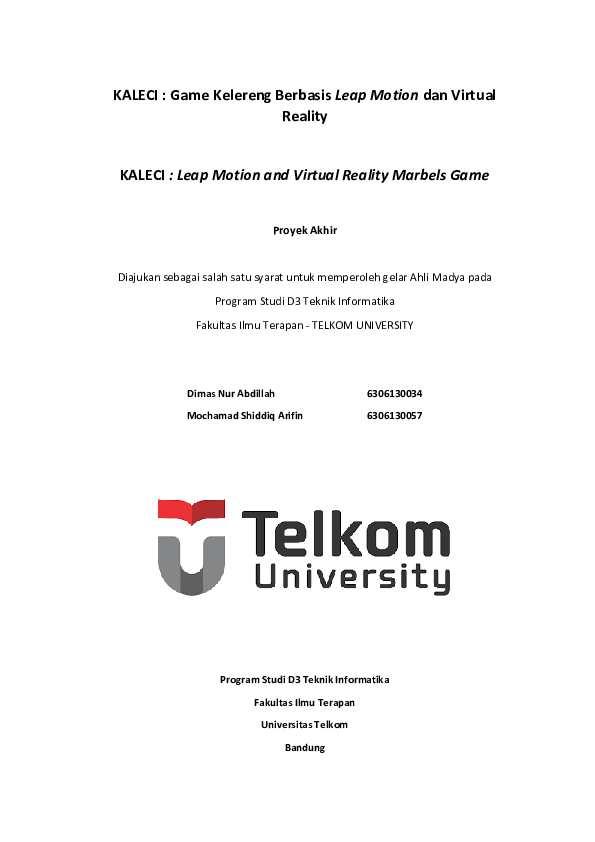 (PDF) KALECI : Game Kelereng Berbasis Leap Motion dan Virtual Reality