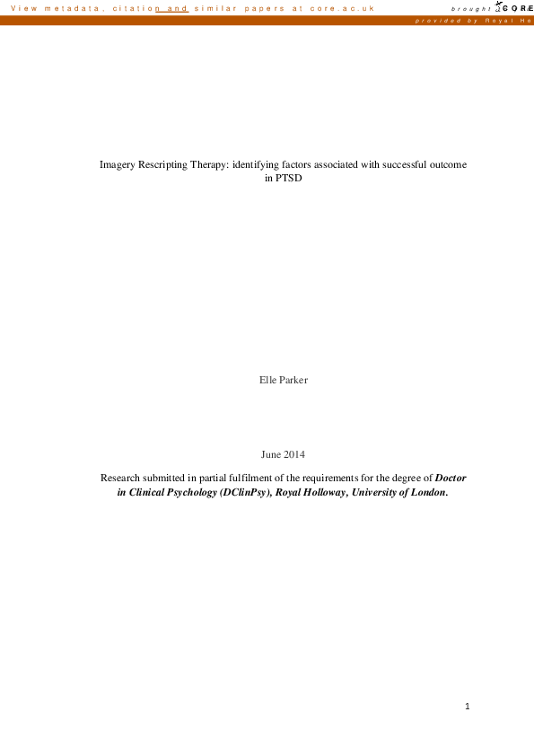 (PDF) Imagery rescripting therapy : identifying factors associated with ...