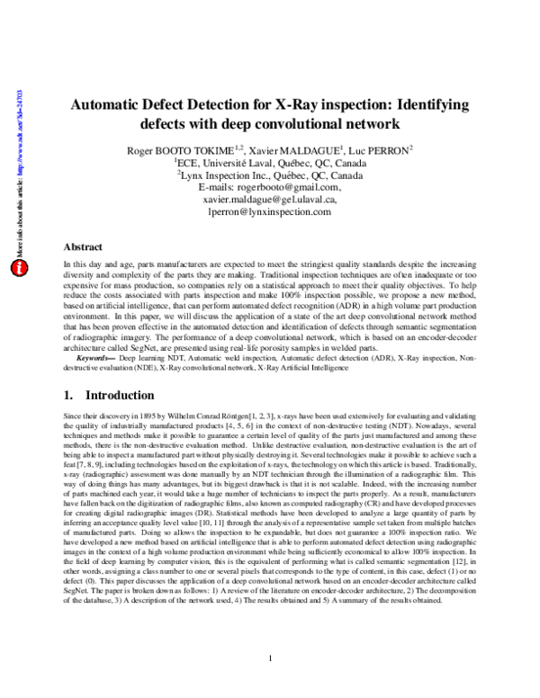 Pdf Automatic Defect Detection For X Ray Inspection Identifying