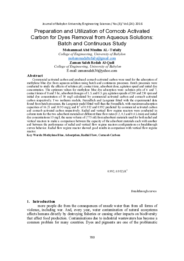 (PDF) Preparation and Utilization of Corncob Activated Carbon for Dyes Removal from Aqueous ...