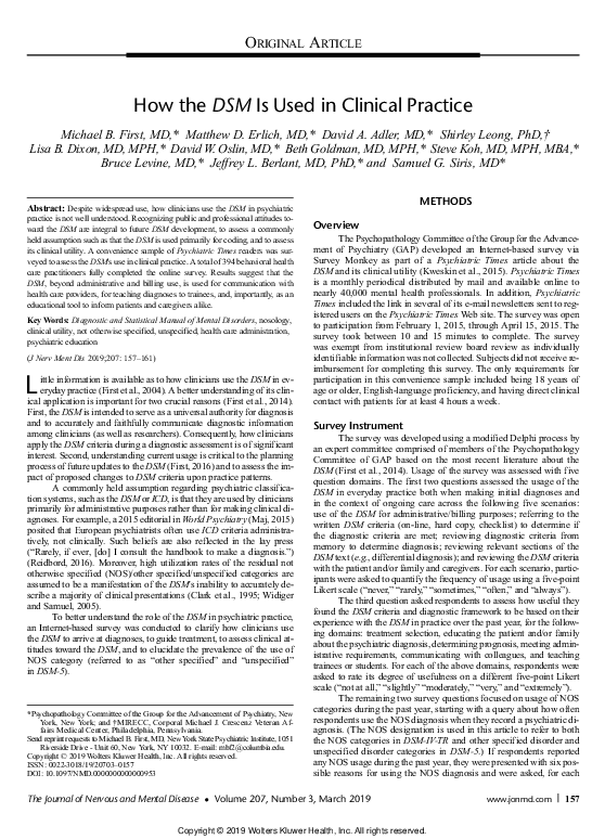 (PDF) How the DSM Is Used in Clinical Practice