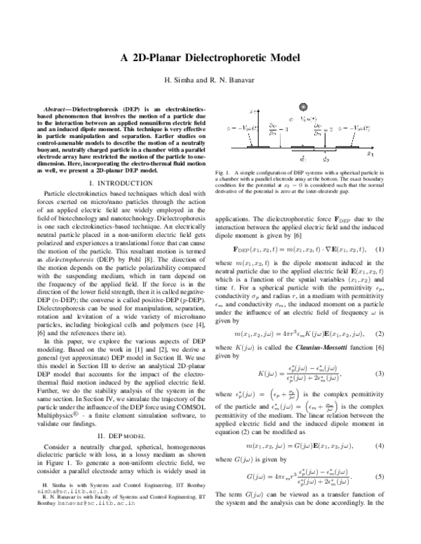 (PDF) A 2D-planar dielectrophoretic model