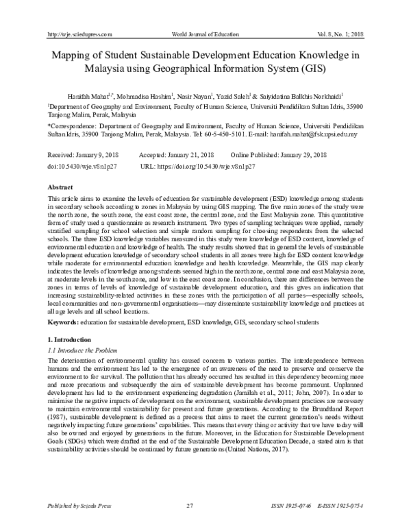 (PDF) Mapping of Student Sustainable Development Education Knowledge in Malaysia using ...