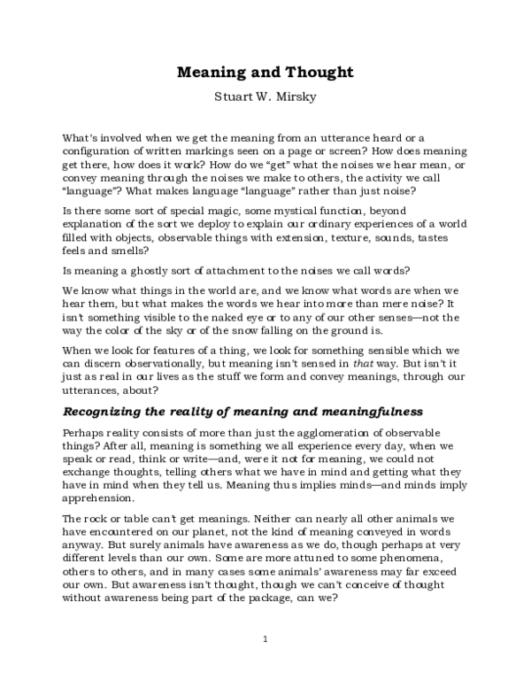 (PDF) Meaning and Thought