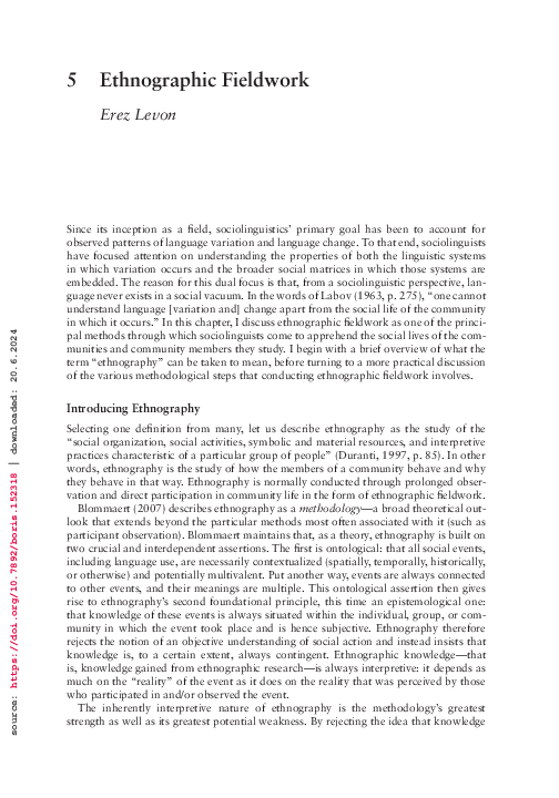 (PDF) Ethnographic fieldwork