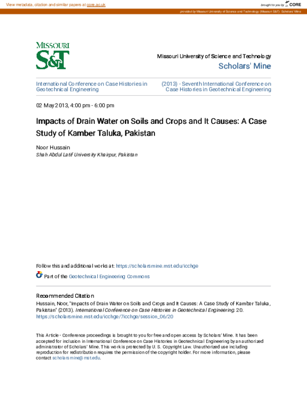 (PDF) Impacts of Drain Water on Soils and Crops and it Causes: A Case ...