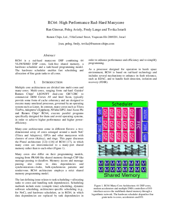 (PDF) RC64: High performance rad-hard manycore | Peleg Aviely ...