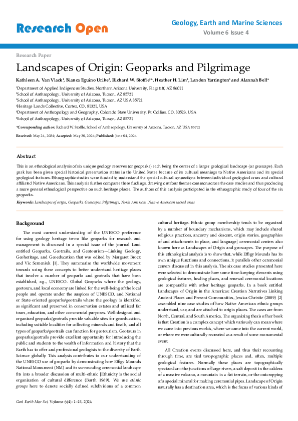 (PDF) Landscapes of Origin: Geoparks and Pilgrimage