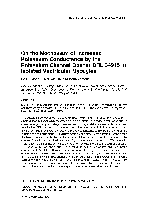 (PDF) On the mechanism of increased potassium conductance by the ...