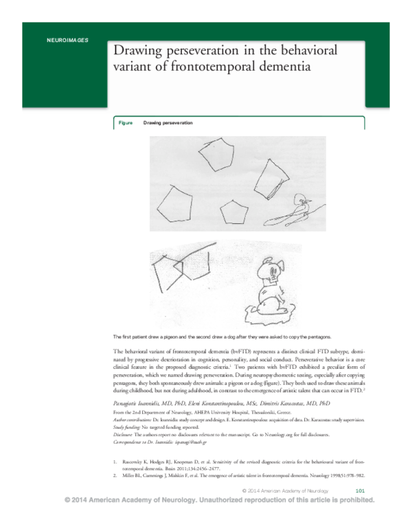 (PDF) Drawing perseveration in the behavioral variant of frontotemporal ...